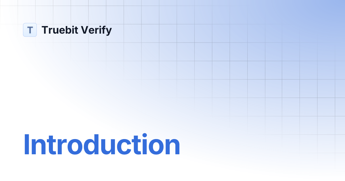Introduction | Truebit Verify