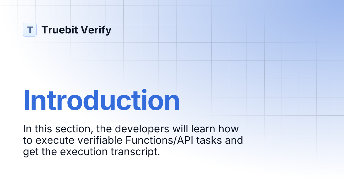 Introduction | Truebit Verify